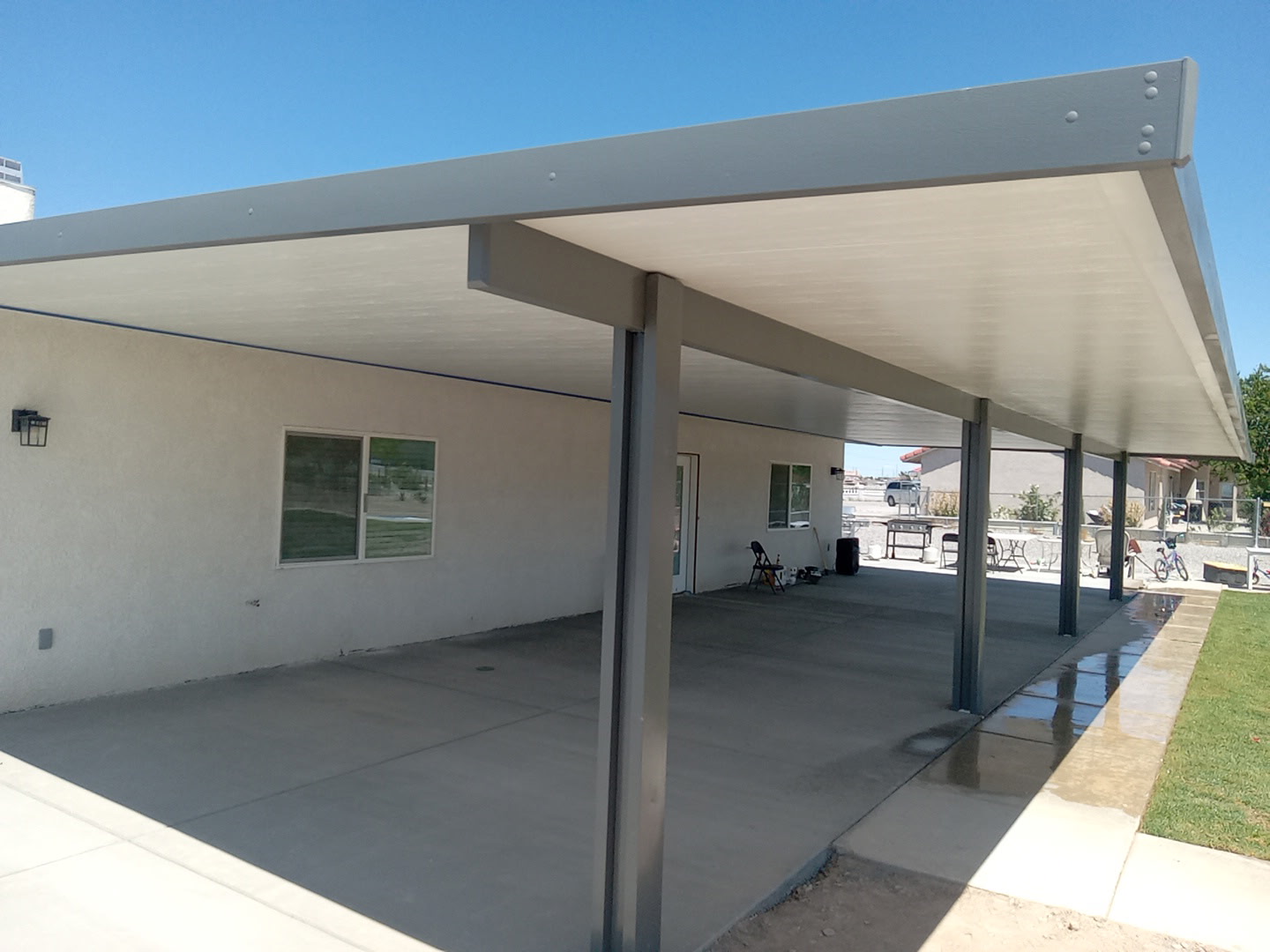 White and Slate Lattice and Insulated Patio Cover Combo