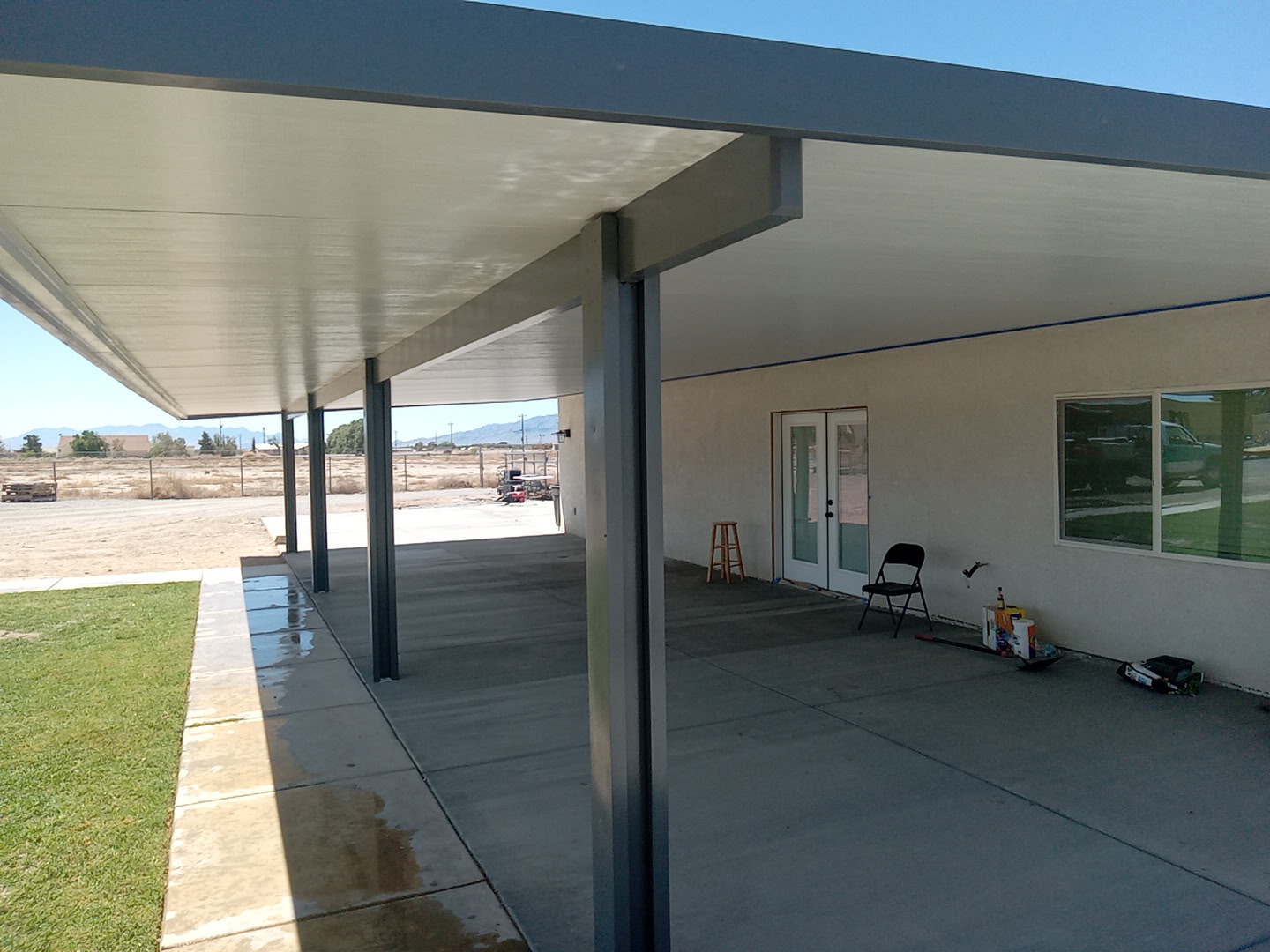 White and Slate Lattice and Insulated Patio Cover Combo