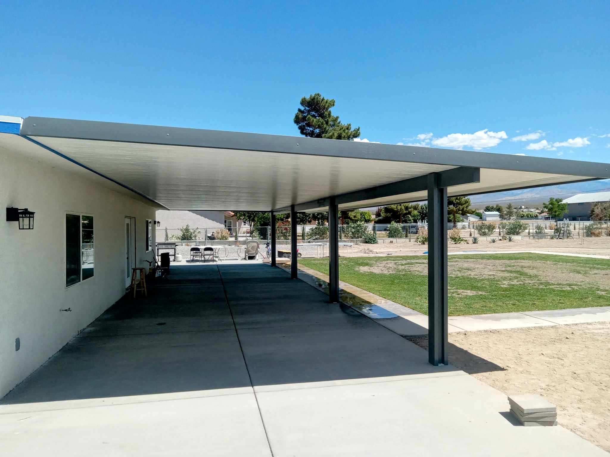 White and Slate Lattice and Insulated Patio Cover Combo