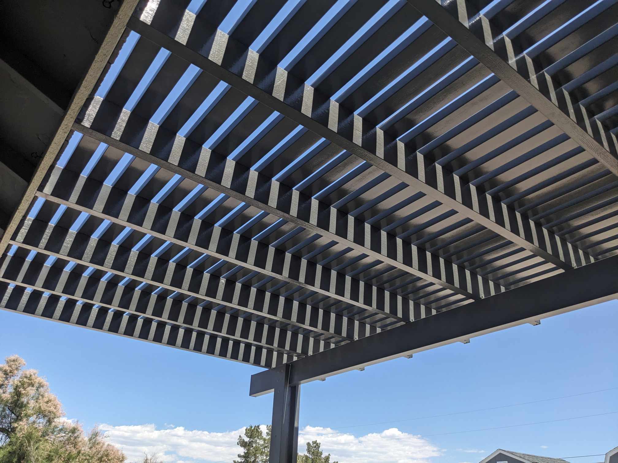 White and Slate Lattice and Insulated Patio Cover Combo