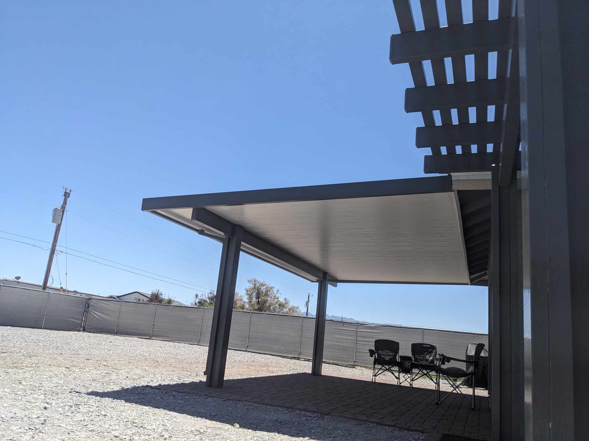 White and Slate Lattice and Insulated Patio Cover Combo