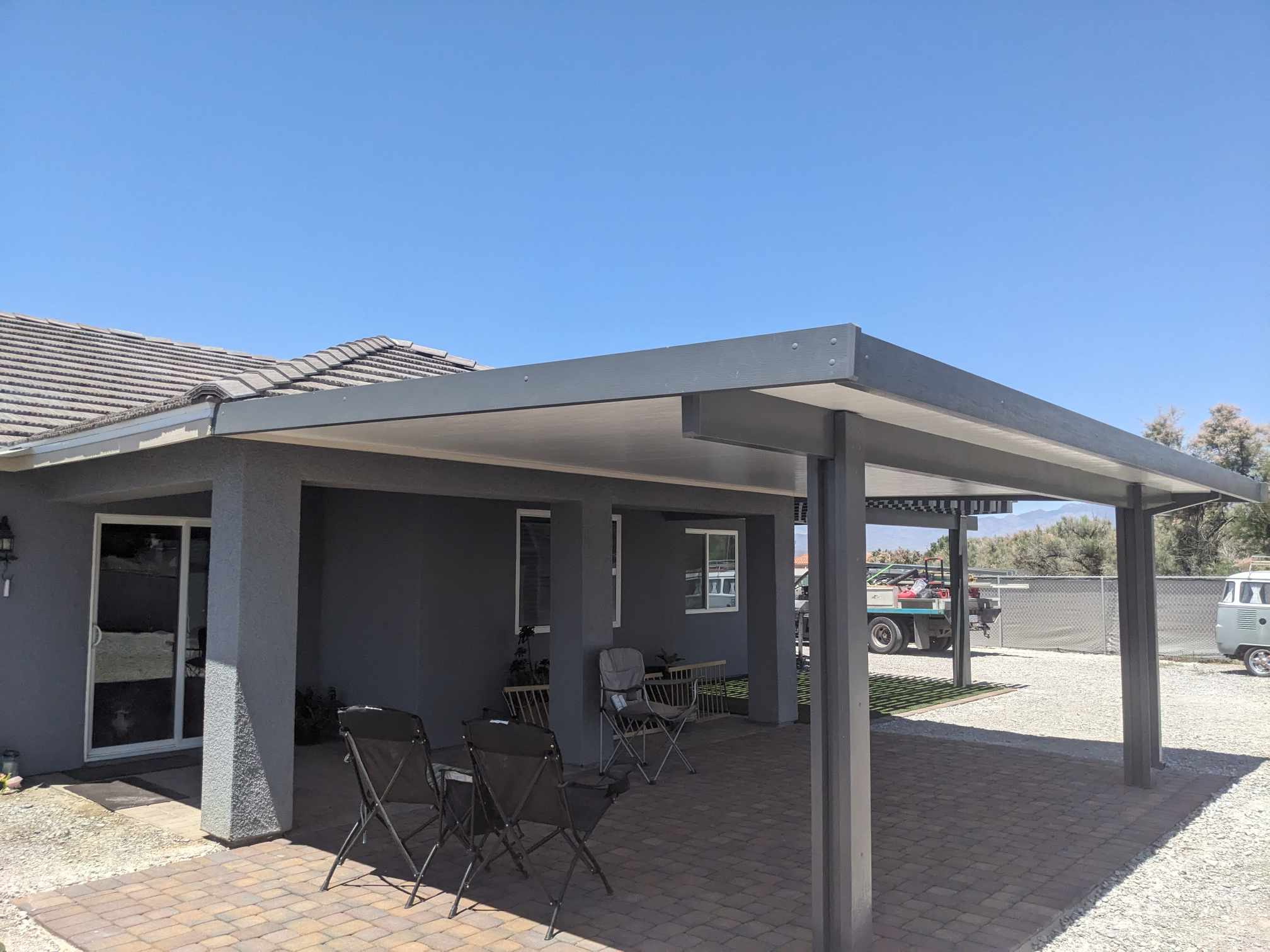 White and Slate Lattice and Insulated Patio Cover Combo
